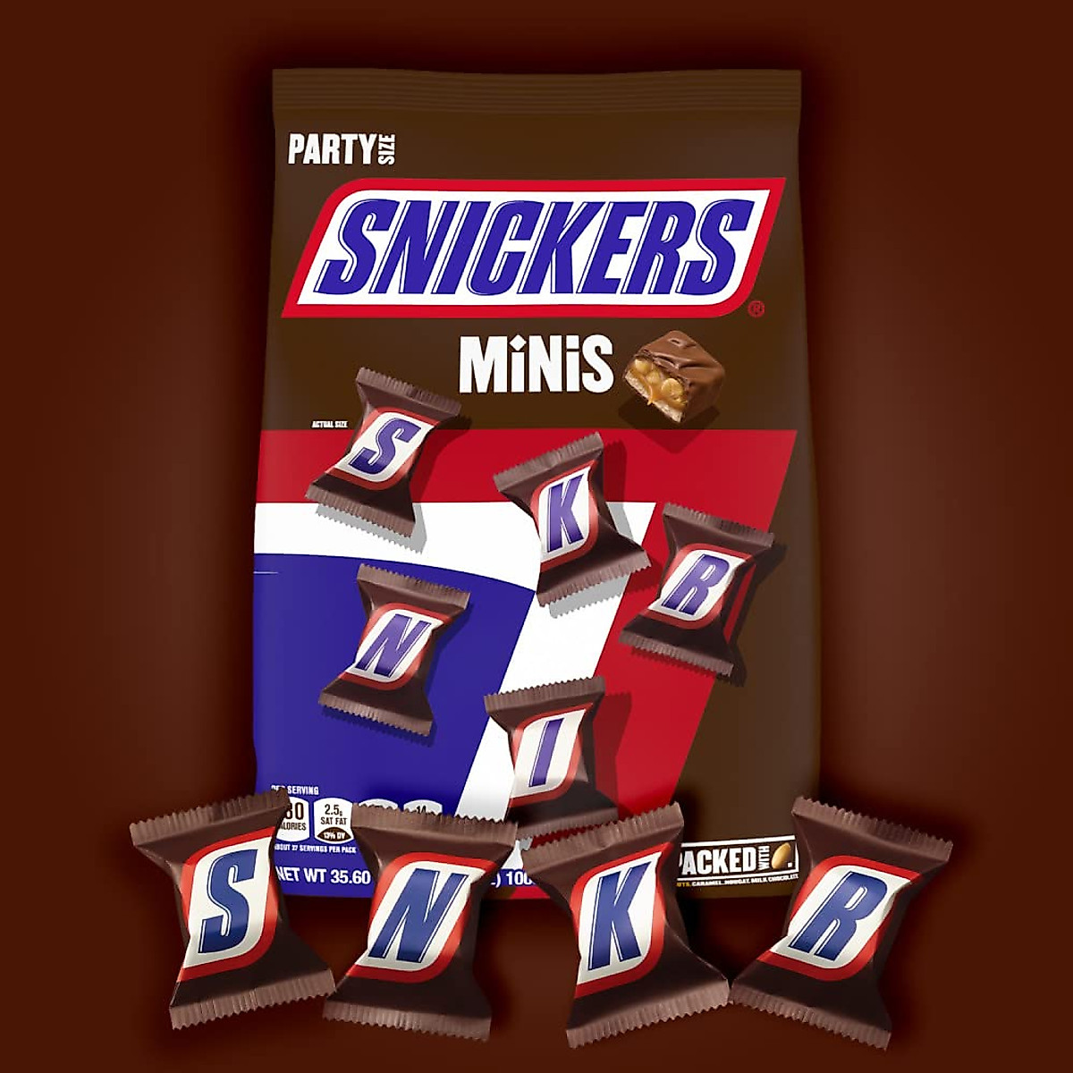 SNICKERS Minis Milk Chocolate Candy Bars Father’s Day Gift, Party Size, 35.6 oz Bag