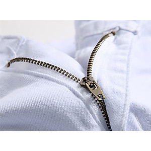 Men Ripped Distressed Destroyed Jeans Casual Vintage Hip Hop Jean with Holes Straight Leg Slim Fit Stretch Denim Pants (White,30)