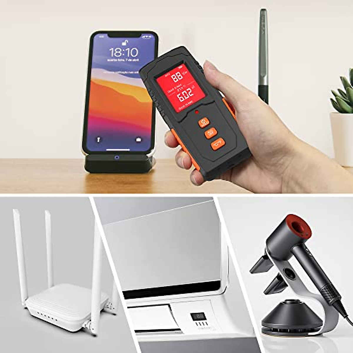 EMF Meter Handheld Electromagnetic Field Radiation Detector Rechargeable Digital LCD EMF Meter Tester for Home Outdoor and Ghost Hunting Inspections