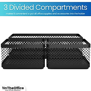 1InTheOffice Mesh Collection Desk Drawer Organizer Tray 3 Compartment - Stackable, Matte Black