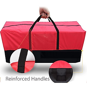 Christmas Tree Storage Bag, Fits Up 10 Ft Tall Artificial Trees-Heavy Duty Holiday Storage Box with Durable Reinforced Handles & Zipper & Transparent Pocket- 600D Oxford Tree Storage Container, Red
