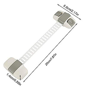 Child Safety Locks, Adjustable Strap to Cabinets, Drawers, Cupboard, Dishwashers, Toilet, Oven, Fridge, Closet, Seat, Door, Window, Adhesive No Tools or Drilling Required (Grey)