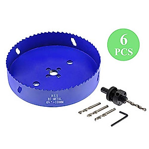 Seimneire 6-1/4 Inch Hole Saw with Heavy Duty Arbor, 1.2 Inch Cutting Depth HSS Bi-Metal Hole Drilling Cutter for Smoothly Cutting in Wood Cornhole Boards Plastic Drywall & Thin Metal