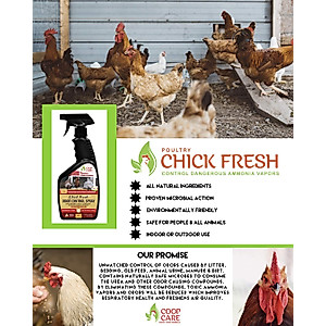 Coop Care Chick Fresh - Odor Control Spray for Backyard Chickens. Eliminator of Chicken Coop & Brooders Odor & Ammonia! 24 oz Poultry Spray Bottle Poultry Supplies from