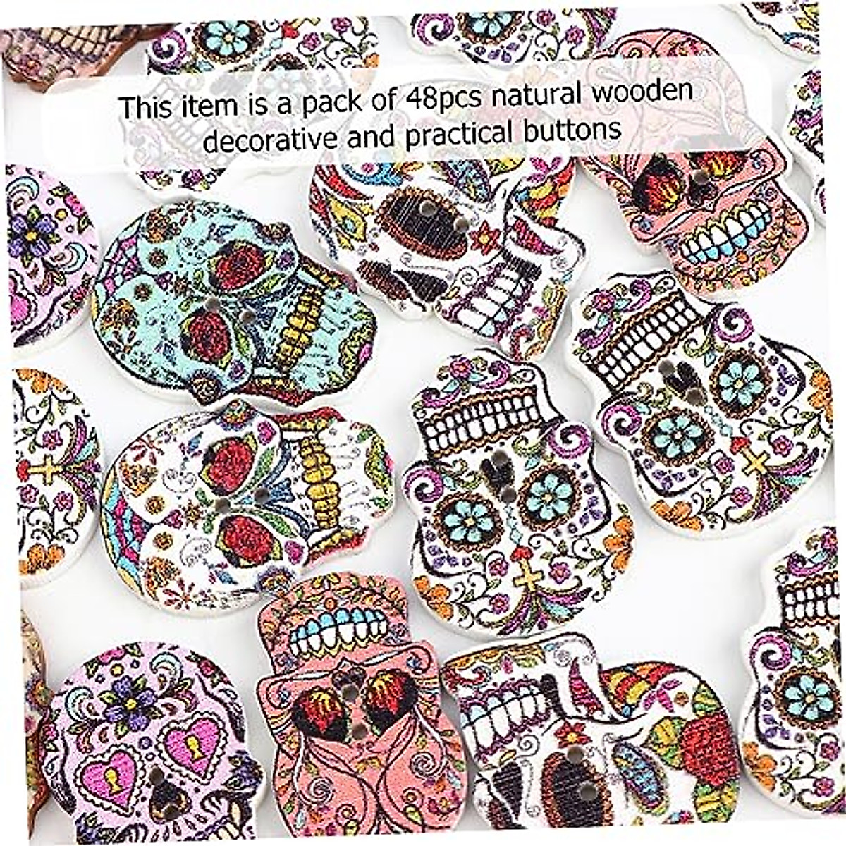 COHEALI 144 Pcs Wooden Skull Button DIY Wood Buttons Replacement Buttons Coat Buttons Small Wooden Buttons Scrapbooking Wood Sewing Buttons DIY Scrapbook Wood Decor Child Cartoon Clothing