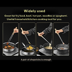 JMMBY Advanced Stainless Steel Extra Long Cooking Chopsticks,Chopsticks for Hotpot,15.7 Inch,Heat insulation and anti scalding, reusable chopsticks,kitchen chopsticks (2 Pairs)