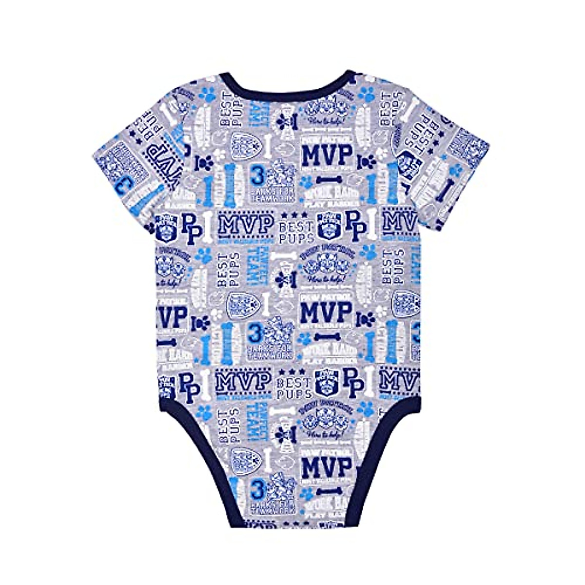 Paw Patrol Nickelodeon Boys’ Chase, Marshall and Rubble 3 Pack Bodysuits for Newborn and Infant – Blue/Grey