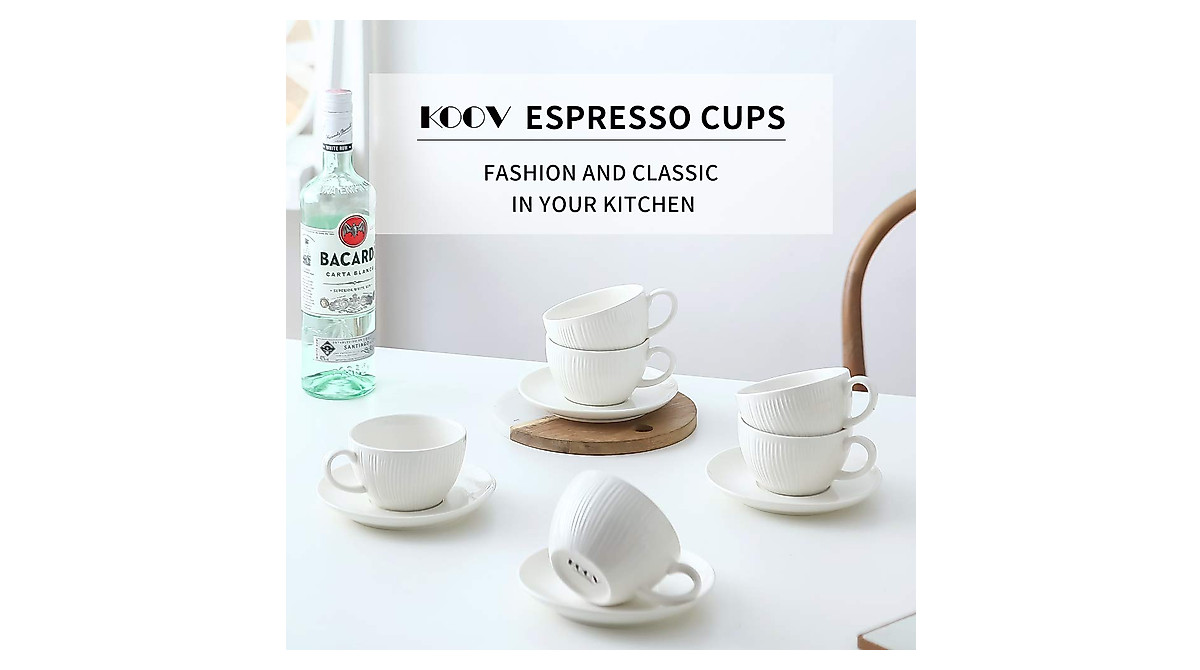 KOOV Latte & Cappuccino Cup Set - 10oz Porcelain (Set of 6)