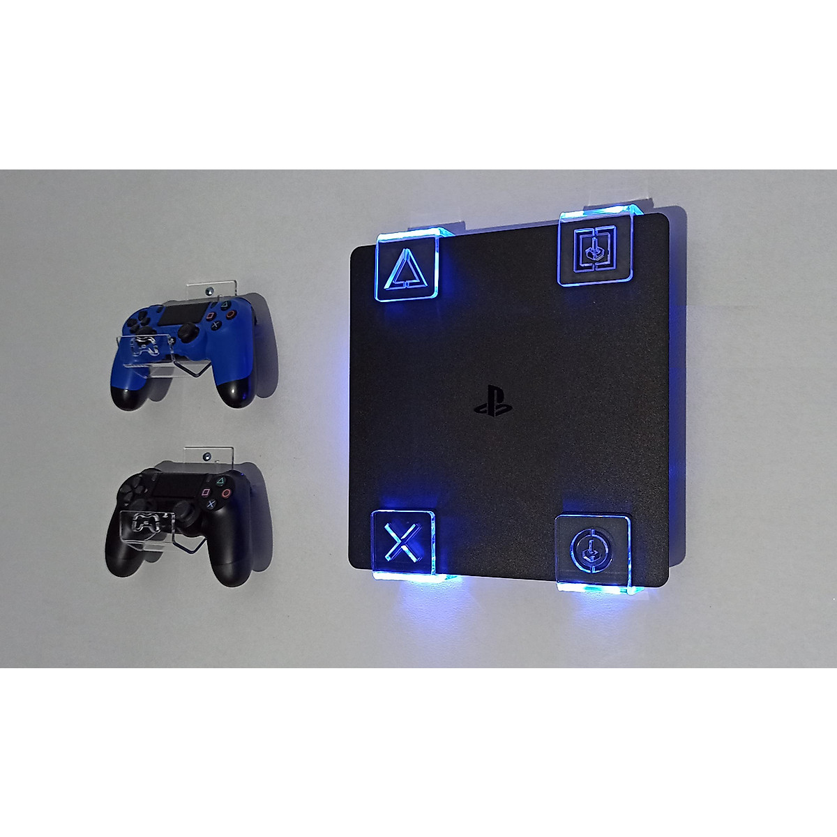 WALL MOUNT FOR PS4 PLAYSTATION 4 WITH MULTICOLOR LED LIGHTING KIT + 2 CONTROL MOUNT (PS4 PRO)