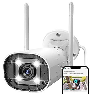 NETVUE Security Camera Outdoor, 1080P 2.4G WiFi Home Video Surveillance Waterproof Camera, Color Night Vision Wide View, Siren Alarm, Spotlight Camera, 24/7 SD Card Storage & Cloud, Support Alexa