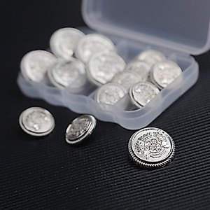 14 Pieces Silver Metal Blazer Button Set 23mm 18mm Blazer Buttons Men Metal Suit Buttons for Men Silver Buttons for Blazer,Suits,Sport Coat,Uniform,Jacket