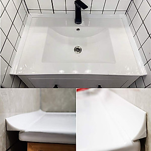 39 Inch Water Guard for Kitchen Sink, Silicone Rubber Kitchen Splash Guard, Corner Dam Water Retaining Strip for Countertop, Shower, Bathroom, Self Adhesive Caulk Seal Strip Edge Trim (Transparent)