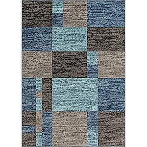 Rugs.com Equinox Collection Rug – 7' x 10' Blue Gray Low Rug Perfect for Bedrooms, Dining Rooms, Living Rooms