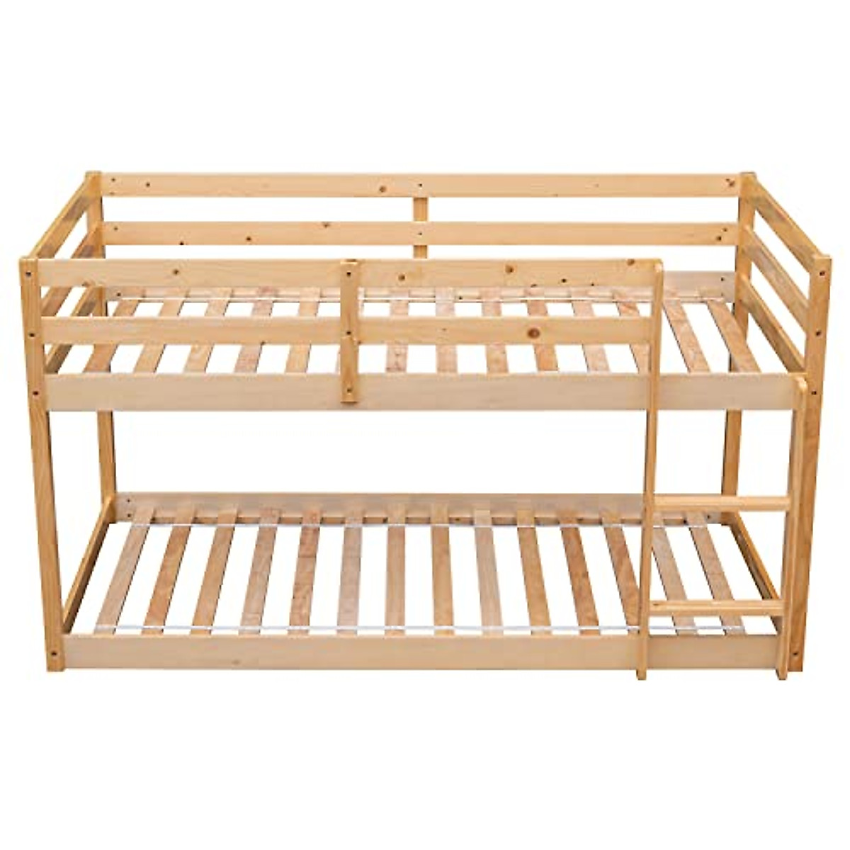 HomSof Twin Over Twin Floor Bunk Bed,Natural