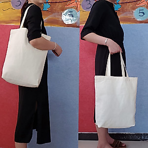 Veyist 2 Pcs Reusable Large Canvas Tote Bags, Blank Multi-purpose Canvas Bags, Suitable for DIY Project, Grocery Bags, Shopping Bags, Book Bags, Gift Bags. Cotton bags. (Size: 15.7''x15.7''x4.7'')