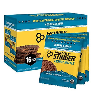Honey Stinger Organic Gluten Free Cookies & Cream Waffle | Energy Stroopwafel for Exercise, Endurance and Performance | Sports Nutrition for Home & Gym, Pre and Post Workout | 12 Waffles, 12.72 Ounce