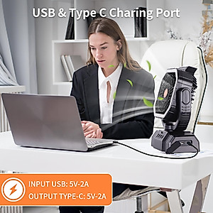 AVV High Speed Portable Camping Rechargeable Fan, Beach Fan with Remote Control, Battery Powered Fan with Auto Oscillating Outdoor Fan with Camping Essentials Accessories for Patio, Tent, Black