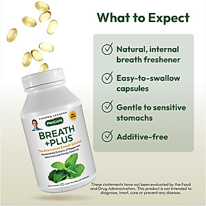 ANDREW LESSMAN Breath Plus 60 Softgels - Natural Breath Freshener, Helps Eliminate Odors from Food, Smoking, Morning Breath from The Inside Out. Peppermint, Spearmint. Easy to Swallow Softgels