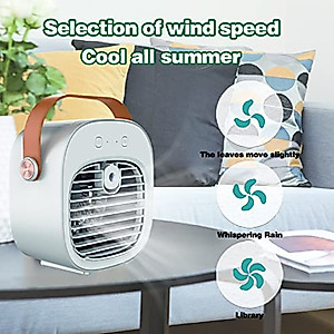 Portable Air Conditioner，10000mAh Mini Air Cooler Conditioner Fan，USB Personal Air Cooler With Humidifier，3 Speed Silent for Desktop，Office，Room，Bedroom，Travel，Car，Indoor & Outdoor activities.(White)
