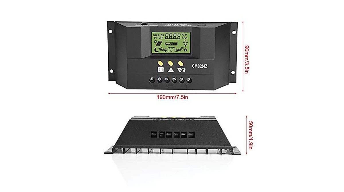 Jeanoko Solar Charge Controller 30A 12V/24V PWM with LCD Display