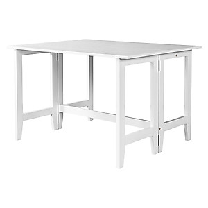Merax Drop Leaf Dinng Table for Small Spaces, Extendable Space Saving Dining Table, Solid Wood Folding Table from 18" to 36" for Dining Room, Kitchen, Living Room, White