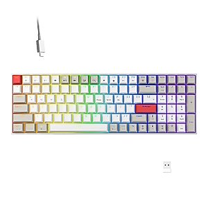 Newmen GM1000 Wireless Gaming Keyboard,Wired/Bluetooth/2.4G Anti-Ghosting RGB Backlit Led Computer 100 Keys Mechanical Hot Swappable Keyboard for Windows PC Mac Gamers(Blue)