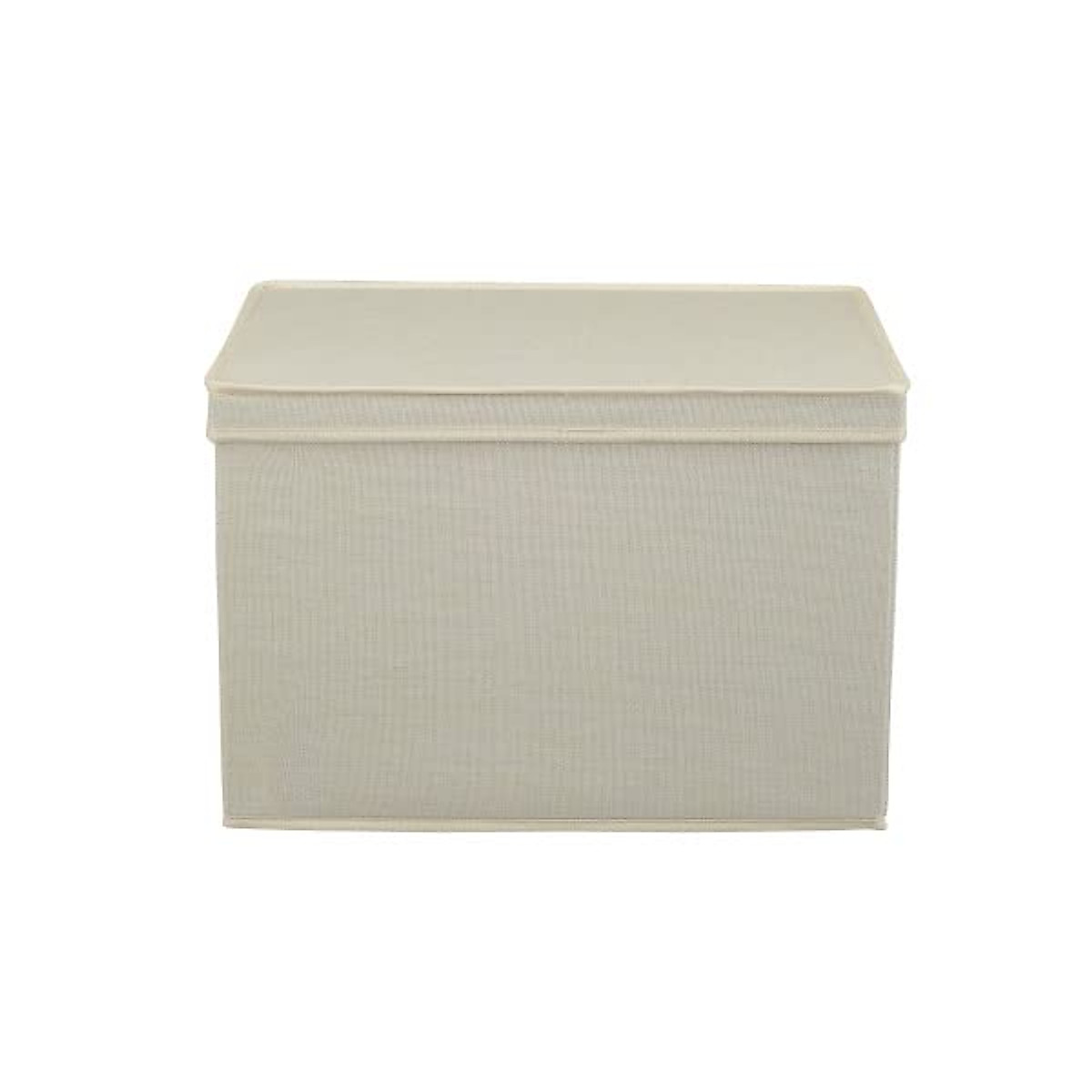 Household Essentials Wide KD Storage Box With Lid Box, Cream Linen