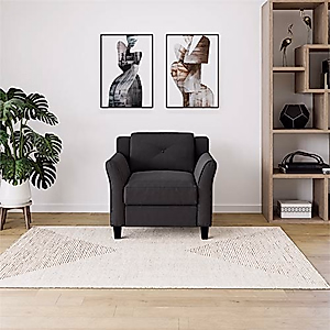 Lifestyle Solutions Harrington Armchair for Reading with Arm Rest, 35.4" W x 32.0" D x 32.7" H,Microfiber,Black