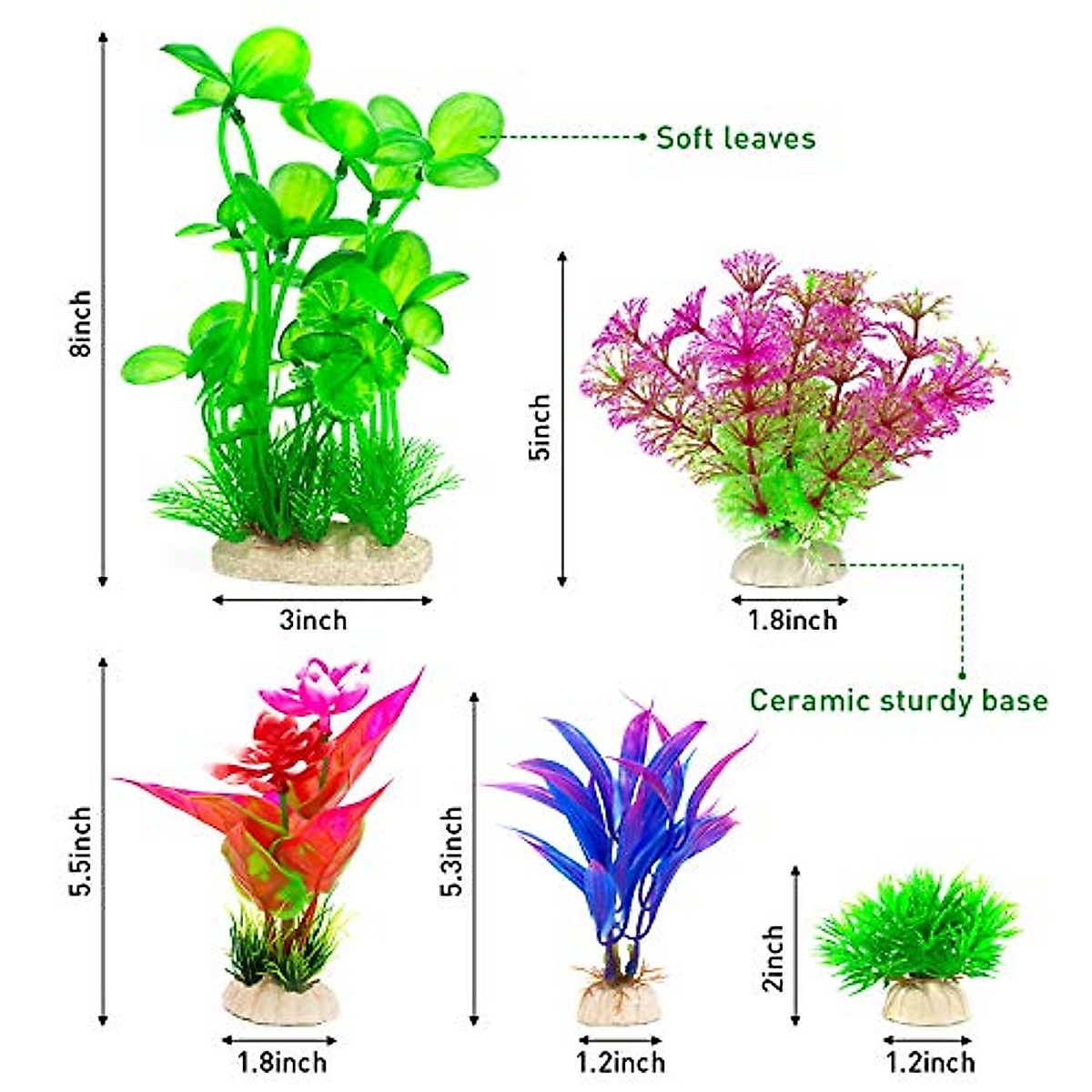 ULIKEYEAH 7PCS Aquarium Decorations Plants, Decorations for Aquarium, Fish Tank Accessories Plants for Household and Office Aquarium Simulation