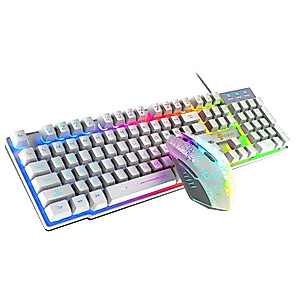 Gaming Keyboard, USB Wired Mechanical Feeling Keyboard with RGB Backlit Gaming Keyboard Waterproof 104Keys for PC Computer Gamer Overwatch Dota for Desktop, Computer, PC