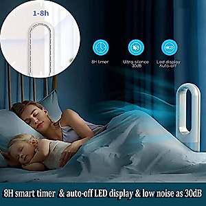 SABYDICAR Bladeless Heater Fan Standing Cooler Heater Tower Fan for Home Office,Remote Household Leafless Tower Fans,11 Speeds Electric Fan,8H Timer,80° Oscillating Fan