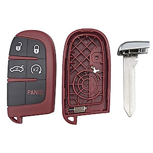 5 Buttons Remote Smart Key Fob Shell Case Fit for Jeep Grand Cherokee Dodge Challenger Charger Dart Durango Journey Chrysler 300 Keyless Entry Replacement Car Key Cover (Red)