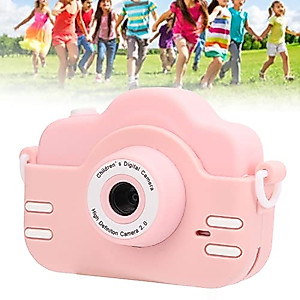 Kids Cartoon Camera Toy, Multifunctional 2 Inch Screen High Definition Rechargeable 2MP Cute Kids Photo Video Camera for Gifts(Single Shot Pink)