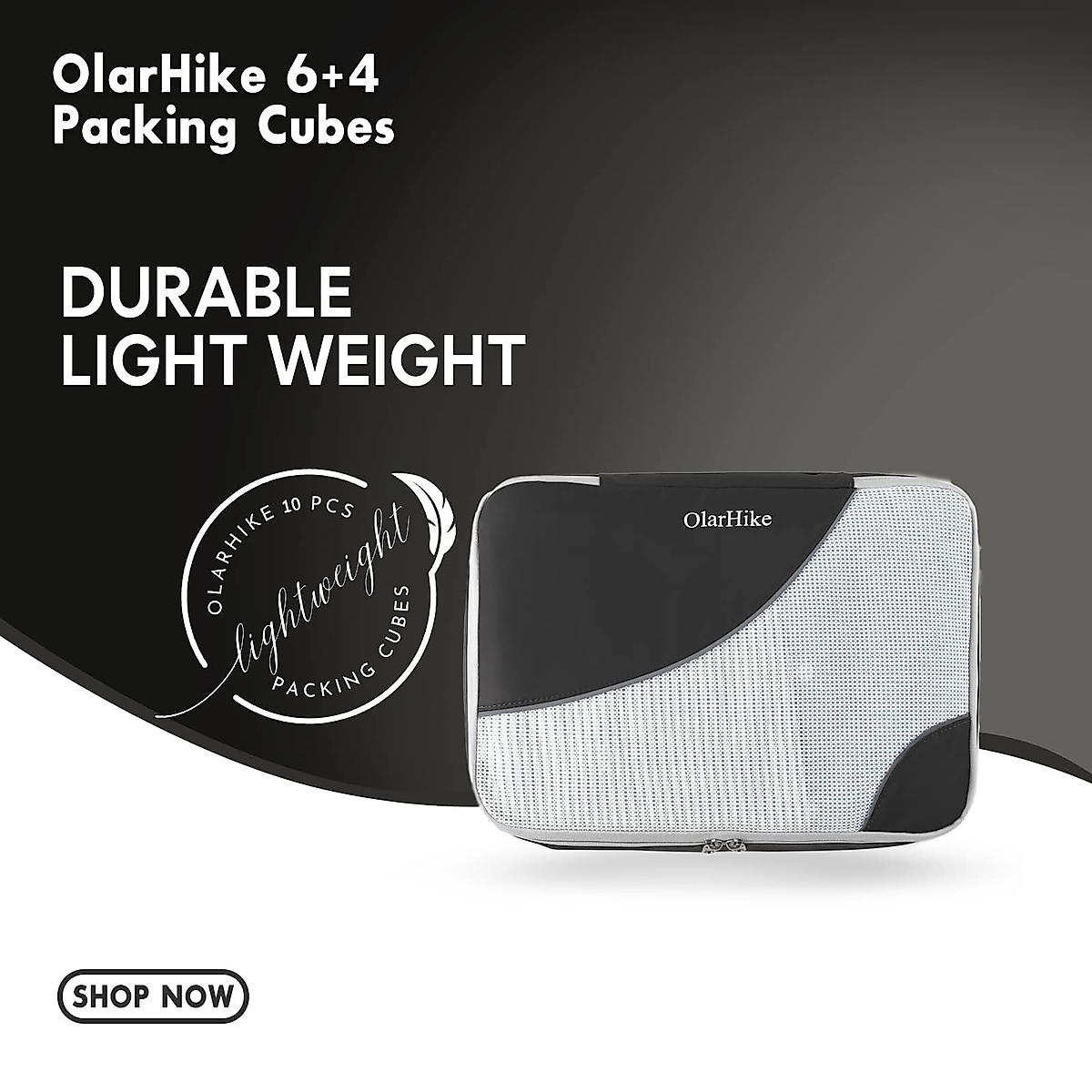 ALL INCLUDED 10 Set Sturdy Packing Cubes for Suitcases,OlarHike Travel Essentials,UPGRADED Anti-Tear Stitching, NEW Improved Luggage Packing Organizers for Travel Accessories(Black)