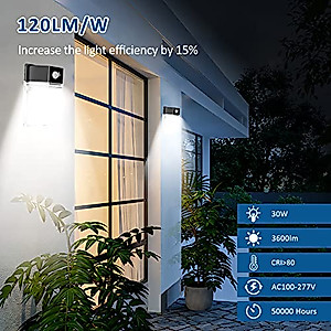 G GJIA 30W 3600LM LED Wall Pack Light, Led Wall Pack with Photocell (Dusk to Dawn), AC100-277V 5000K Wall Pack Lights Outdoor Led Wall Mount Lights for Porch Garden Garage Warehouse Security Lighting