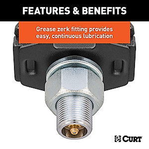 CURT 45143 RockerBall Cushion Hitch Ball Mount, 7,500 lbs 2-Inch Diameter, 2-in Shank, 3" Drop, Anti-Rattle Pin