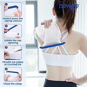 NEWGO Refillable Ice Bags with Clamp Closure [Pack of 2] Large 7 X 4.6, Reusable Easy Filling Hospital Ice Pack with Soft Outer Covering and Leak Resistant Inner Layer