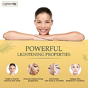Lightenup Anti-Aging, Skin Brightening Cream - 4.4 fl oz / 100 ml - Dark Spots Corrector for Face & Body, Helps to reduce Hyperpigmentation, with Argan Oil and Shea Butter