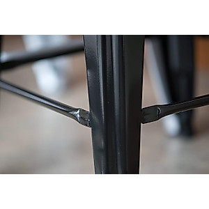 UrbanMod 24 Inches Metal Barstool Set of 4 – Counter Height Backless Bar Stool for Kitchen Island, Breakfast, Outdoors, Pub, Restaurant, Home, Patio – Stackable Heavy Duty Modern & Industrial (Black)