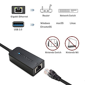 Cable Matters USB to Ethernet Adapter (USB 3.0 to Ethernet) Supporting 10/100/1000 Mbps Ethernet Network in Black & Snagless Cat6 Ethernet Cable