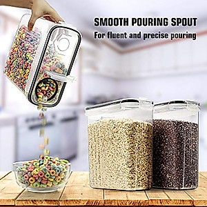 Wildone Cereal Storage Containers Set, Large BPA Free Plastic Airtight Food Storage Containers 4L /135.3oz for Cereal, Flour, Sugar, 6 Piece Set Cereal Dispensers with 20 Labels & Marker, Black
