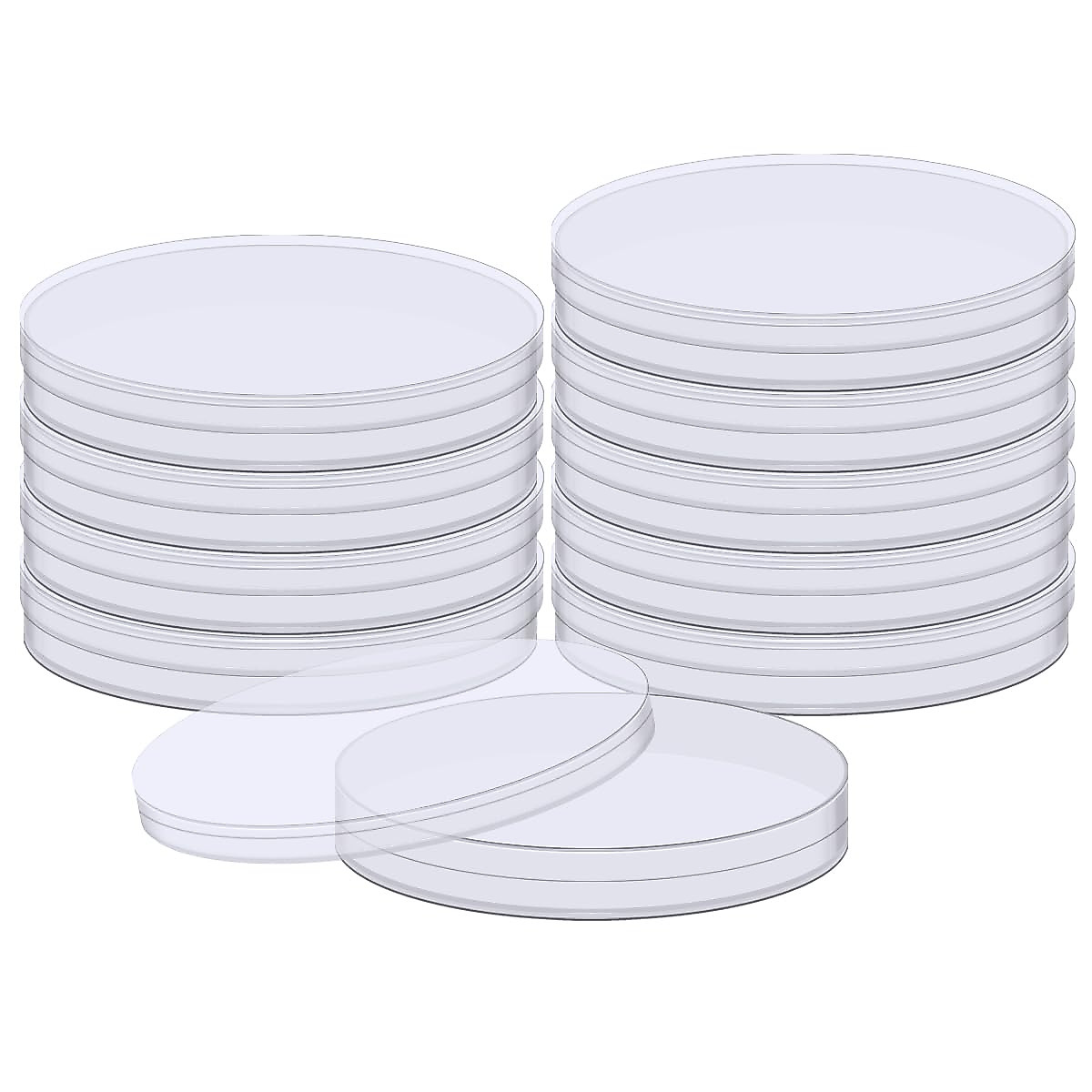 BIPEE 20 Pack Sterile Plastic Petri Dishes with Lid, 90mm Dia x 15mm Deep, Lab Petri Plate Dish for Lab Analysis, School Projects, Plant & Seed Cultivation Cell-Culture Petri Dish (20)