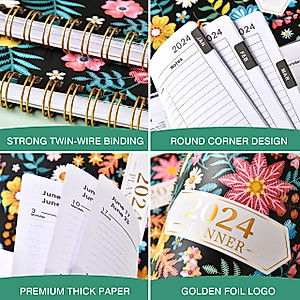 2024 Planner - Planner 2024, January 2024 - December 2024, 8" x 10", Weekly Monthly Planner 2024 with Printed Tabs, Flexible Cover, Twin- Wire Binding