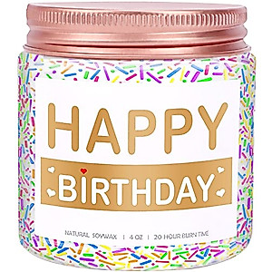 Happy Birthday Candle - Vanilla Cake Sprinkles Scented Soy Nontoxic Candles for Gift - Cool Unique Bday Gift for Women, Her, Mom, Girlfriend, Best Friend, Bday
