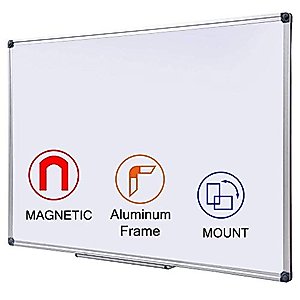 DexBoard 48 x 36-in Magnetic Dry Erase Board with Pen Tray| Aluminum Frame Portable Wall Large Whiteboard Message Presentation Board for Office & Classroom