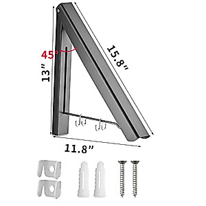 Dr.DJ Wall Mounted Clothes Hanger, Clothes Drying Rack Folding Indoor, Retractable Clothes Drying Rack Clothing for Laundry Room Organization, Aluminum (1 Rack, Graphite)