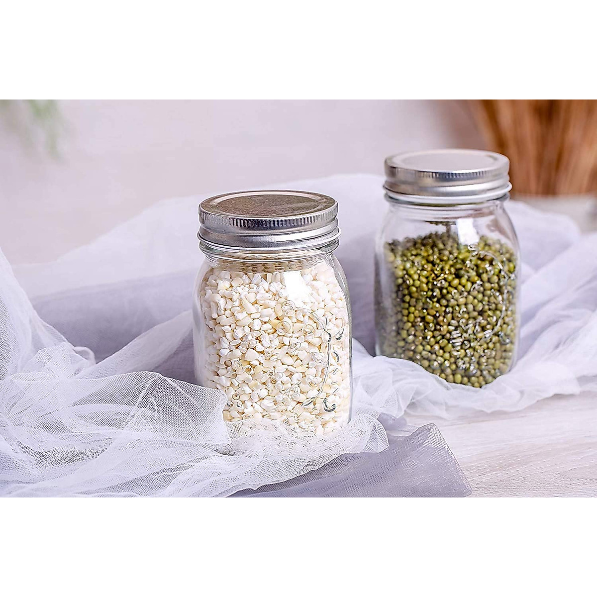 Hovico Mason Jars 17 oz With Regular Lids and Bands, Ideal for Jam,Dishwasher Safe Mason Jar for Fermenting, Kombucha, Kefir, Storing and Canning Uses, Clear- Set of 6