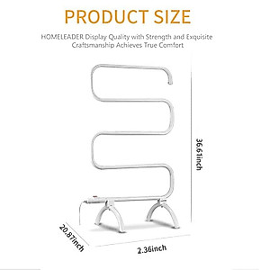 Homeleader Heated Towel Rack, 120W Fast Heating Towel Warmer, Perfect for Modern Bathroom Styles, White