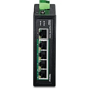 TRENDnet 5-Port Hardened Industrial Unmanaged Gigabit Switch, TI-PG50, 10/100/1000Mbps, DIN-Rail Switch, 4 x Gigabit PoE+ Ports, 1 x Gigabit Port, Gigabit Ethernet Network Switch, Lifetime Protection