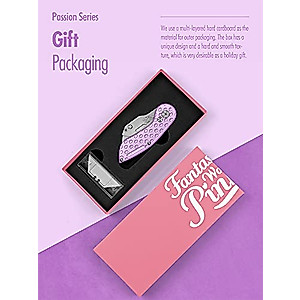 FantastiCAR Folding Utility Knife Cute Box Cutter, Chic Pattern on Metal Body with Extra 5 Blades (Purple-Hearts)